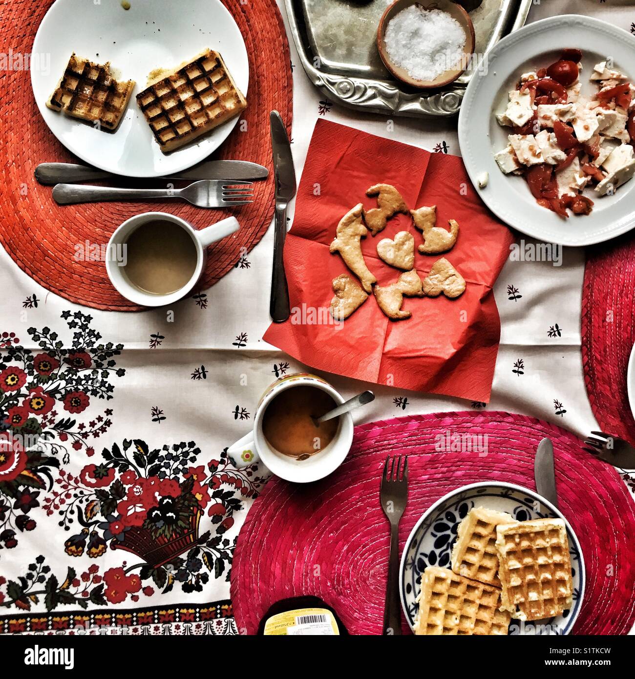 Coffee and waffles Stock Photo - Alamy