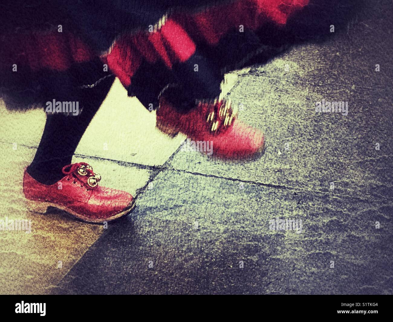 Clog dancing, a traditional English folk dance. Outdoor performance in ...