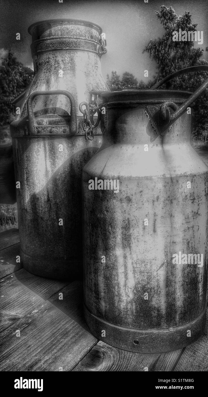 Milk churns, Sweden, Scandinavia Stock Photo - Alamy