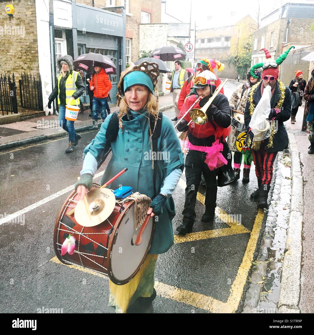 Band playing at London Pantomime Horse Race Stock Photo - Alamy
