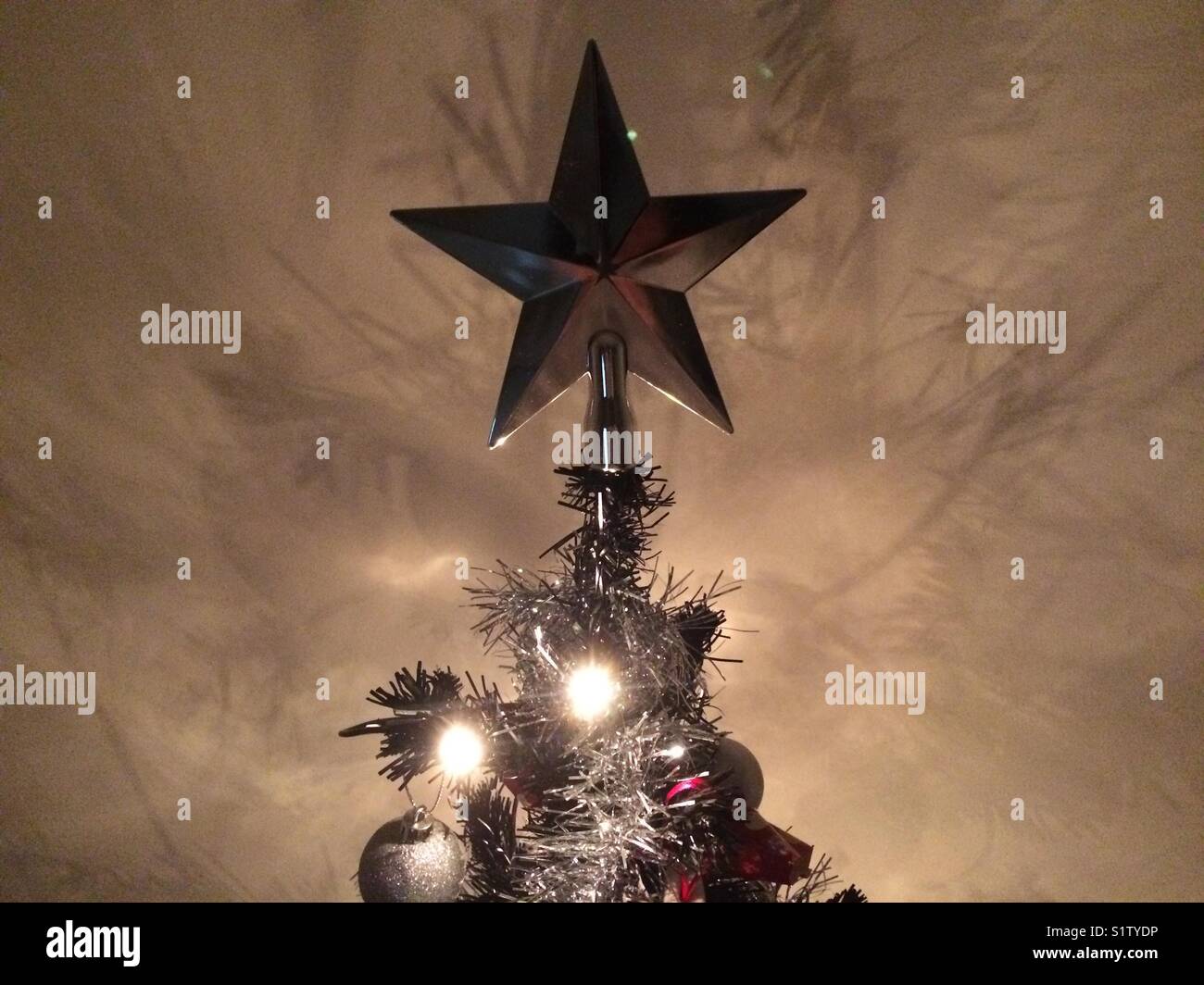Christmas tree with a star on top Stock Photo - Alamy