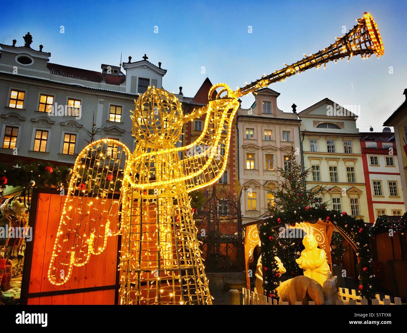 Prague Christmas Old Town Little Square, Czech Republic Stock Photo - Alamy