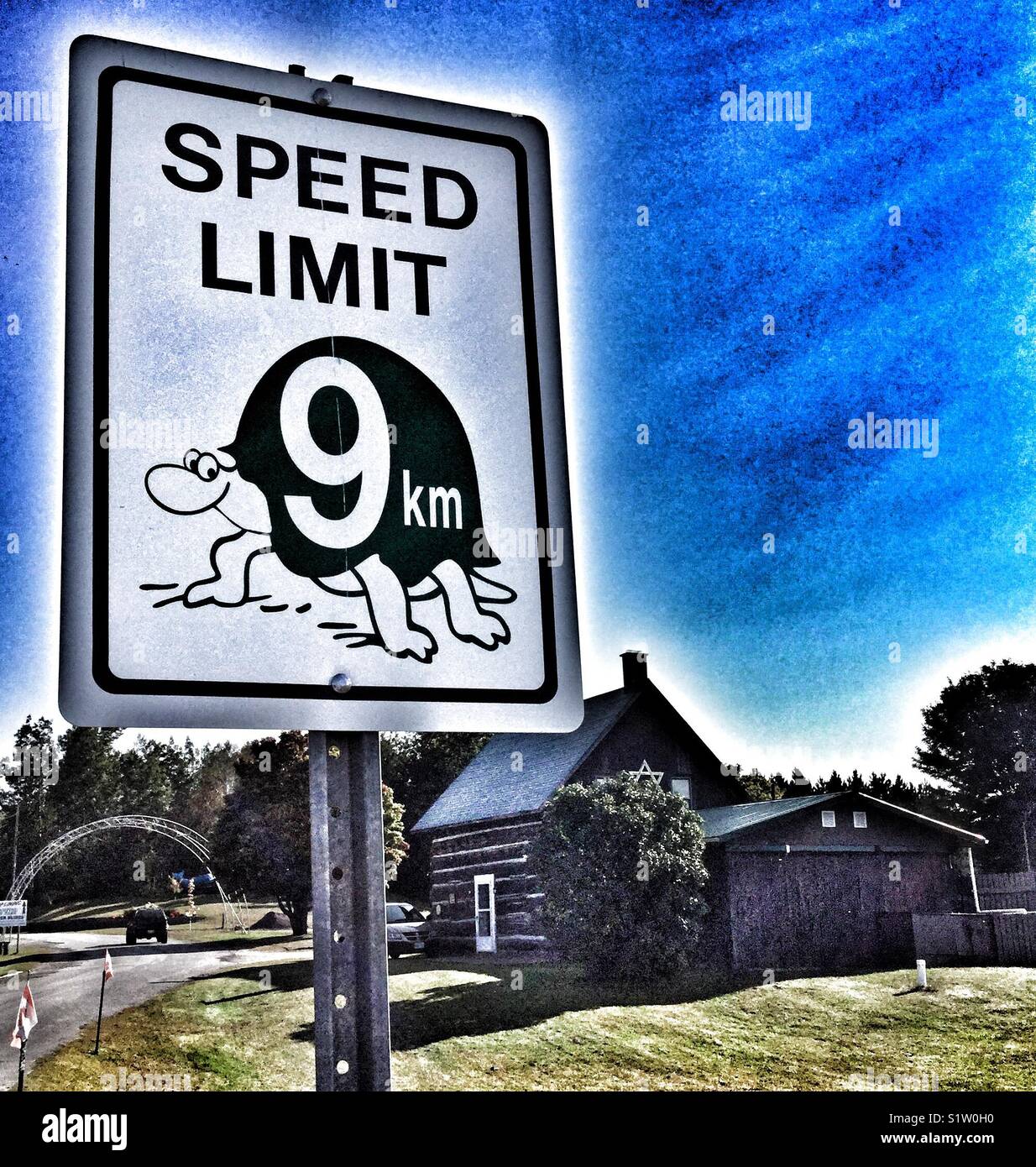 Speed limit sign with an image of a turtle Stock Photo - Alamy