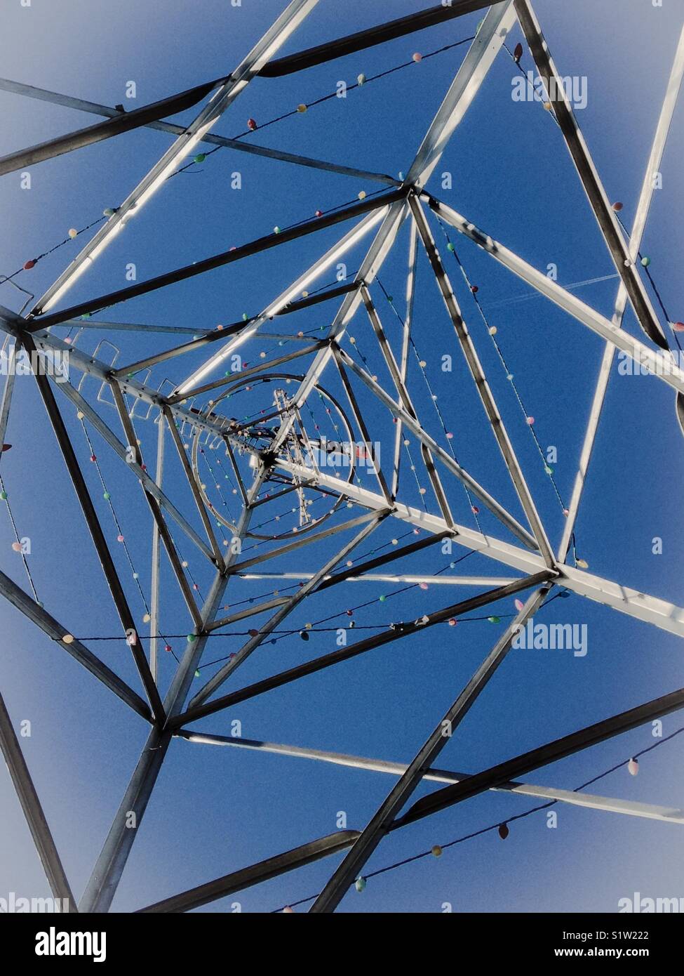 Farm windmill from inside up Stock Photo - Alamy