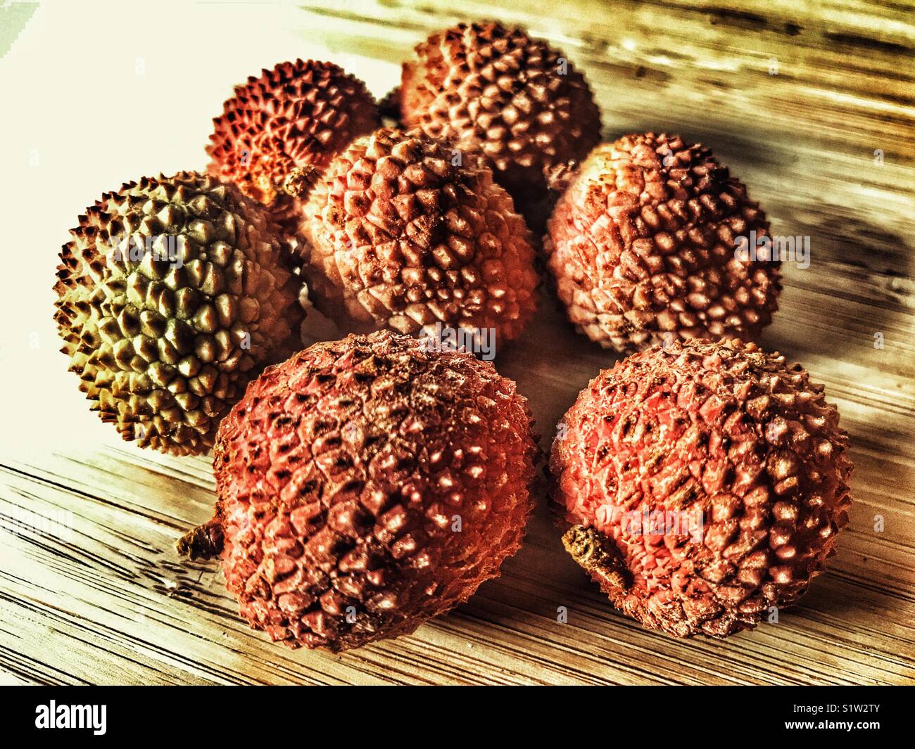 Fresh lychees on a bamboo board Stock Photo - Alamy