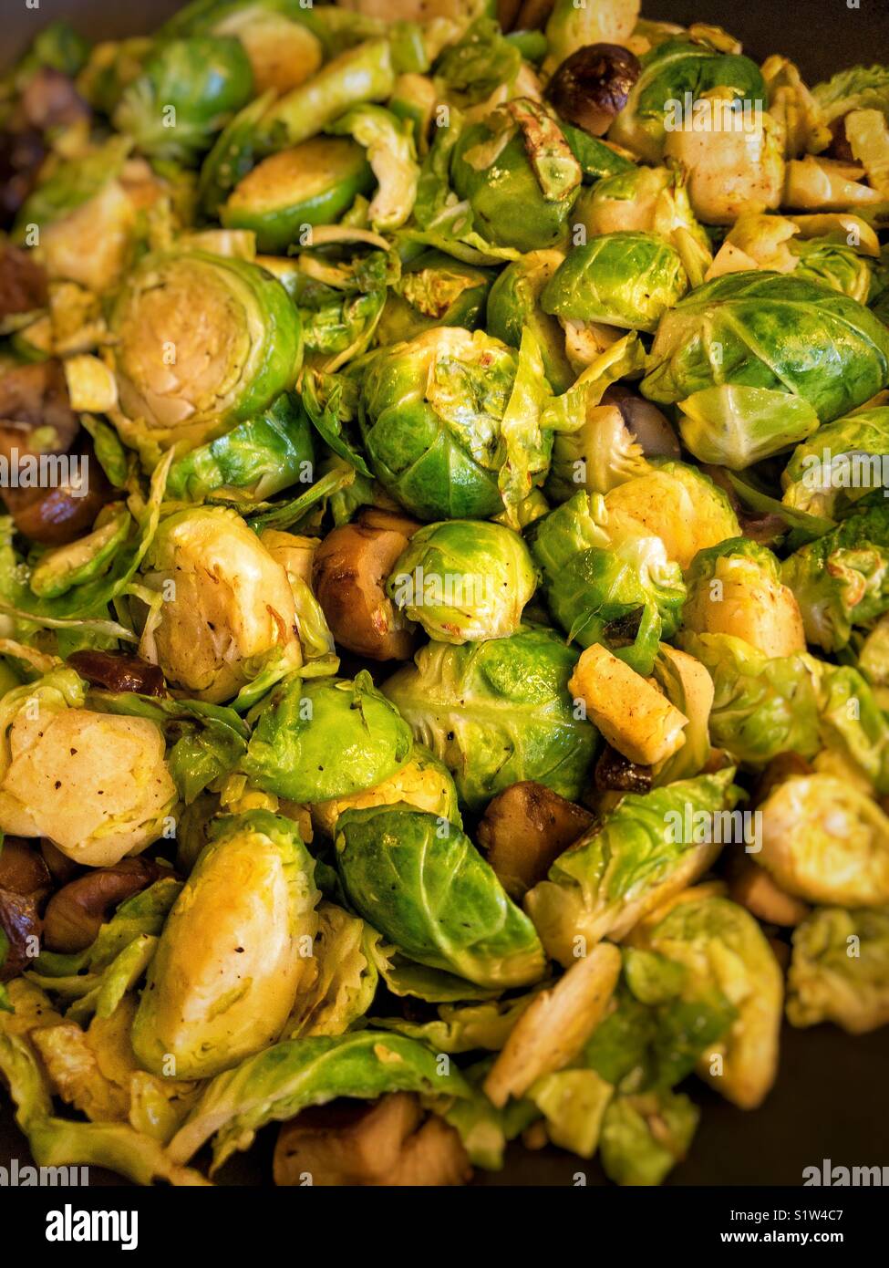 Brussel sprouts and chestnuts Stock Photo - Alamy