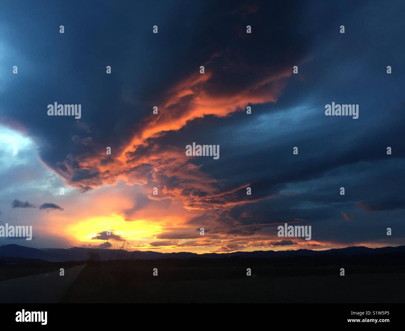 Crazy late December sunset in Romania Stock Photo - Alamy