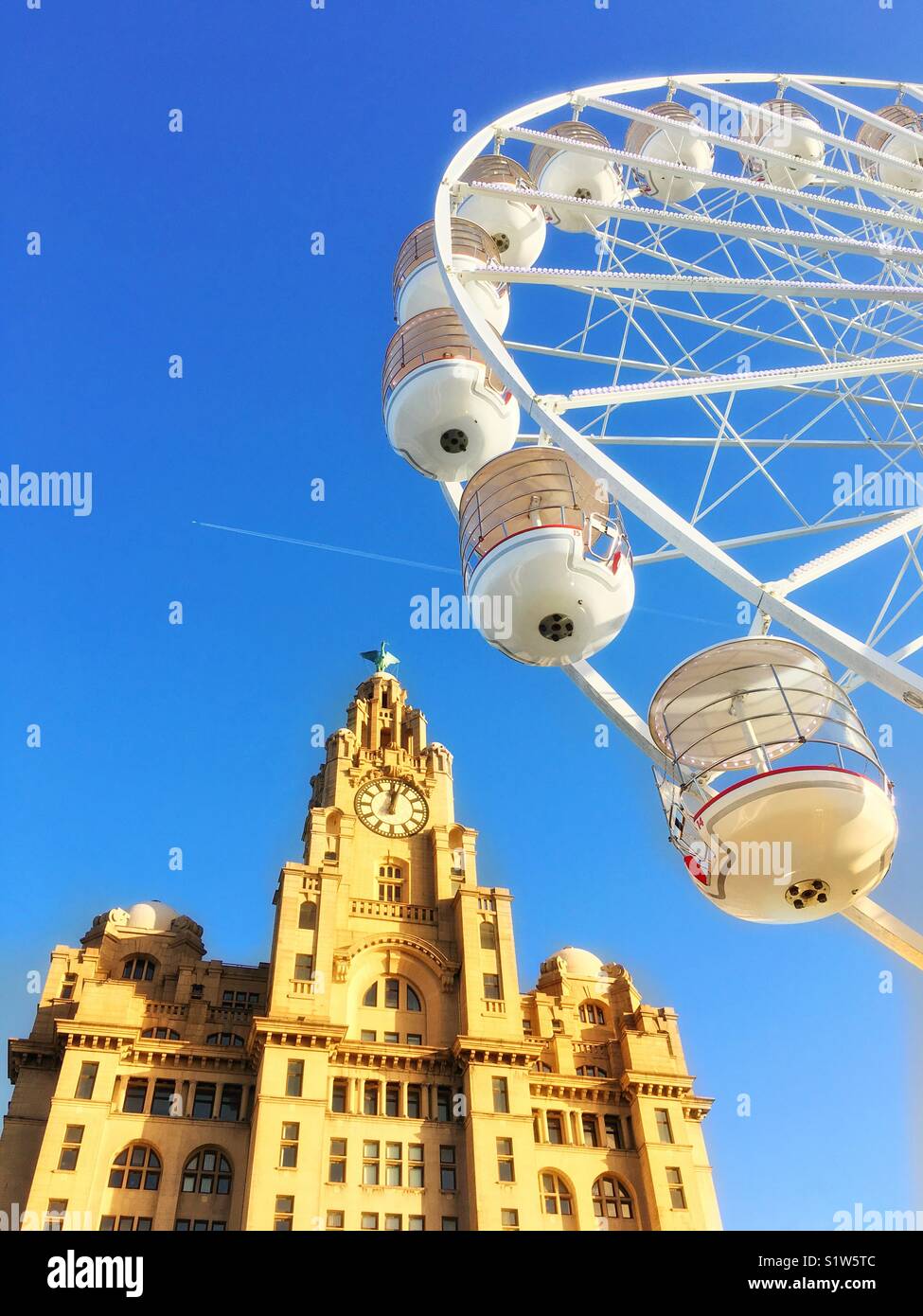 Royal Liver building and big wheel in Liverpool Stock Photo - Alamy