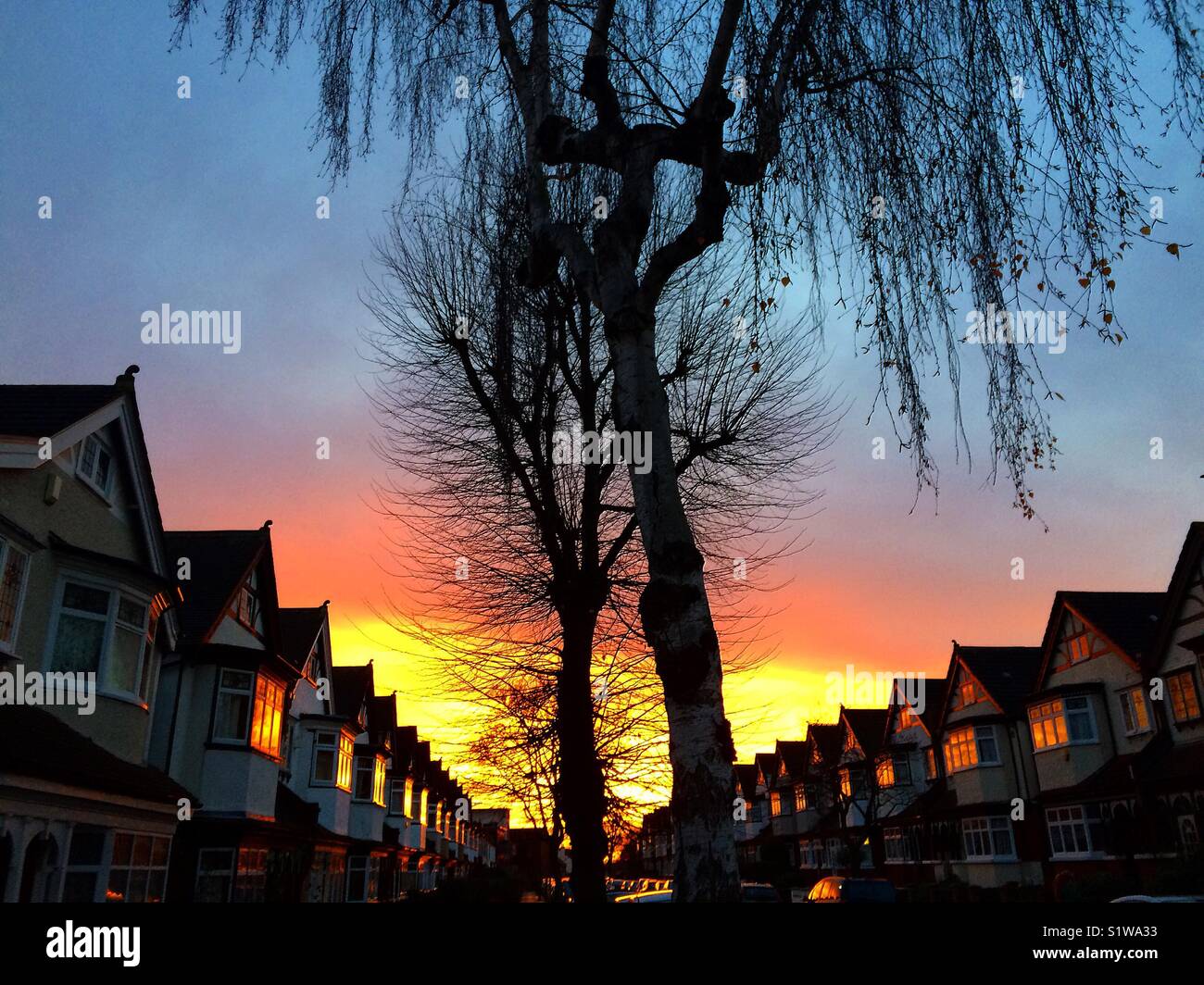 London street at sunset Stock Photo - Alamy