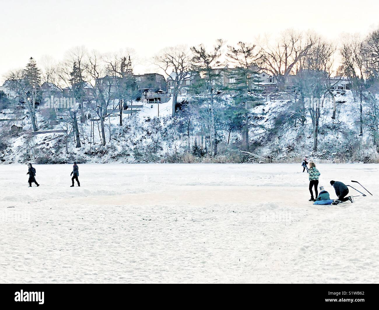Skating on the frozen Grenadier Pond in Toronto, Ontario Stock Photo ...