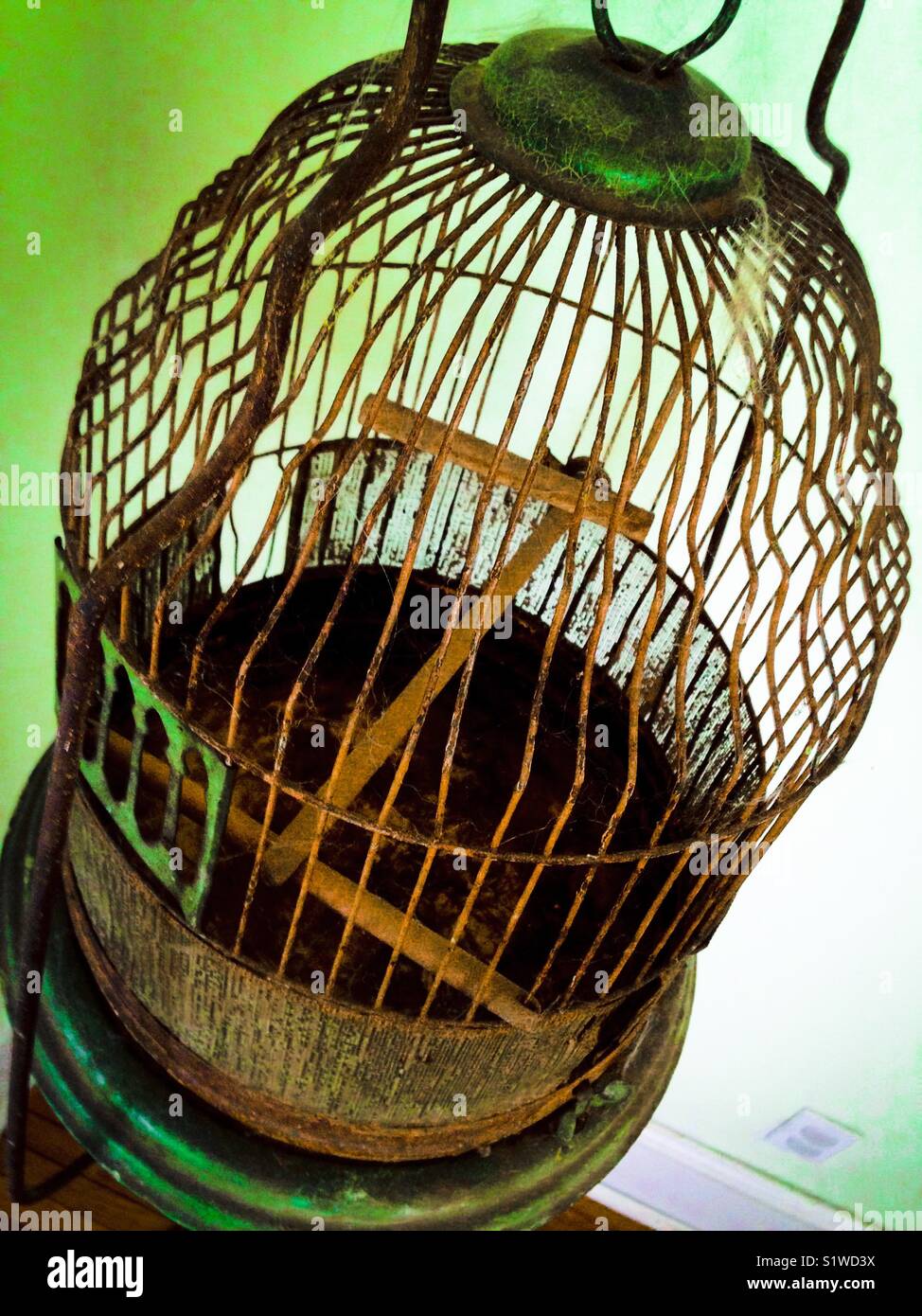 Wire birdcage from above Stock Photo - Alamy