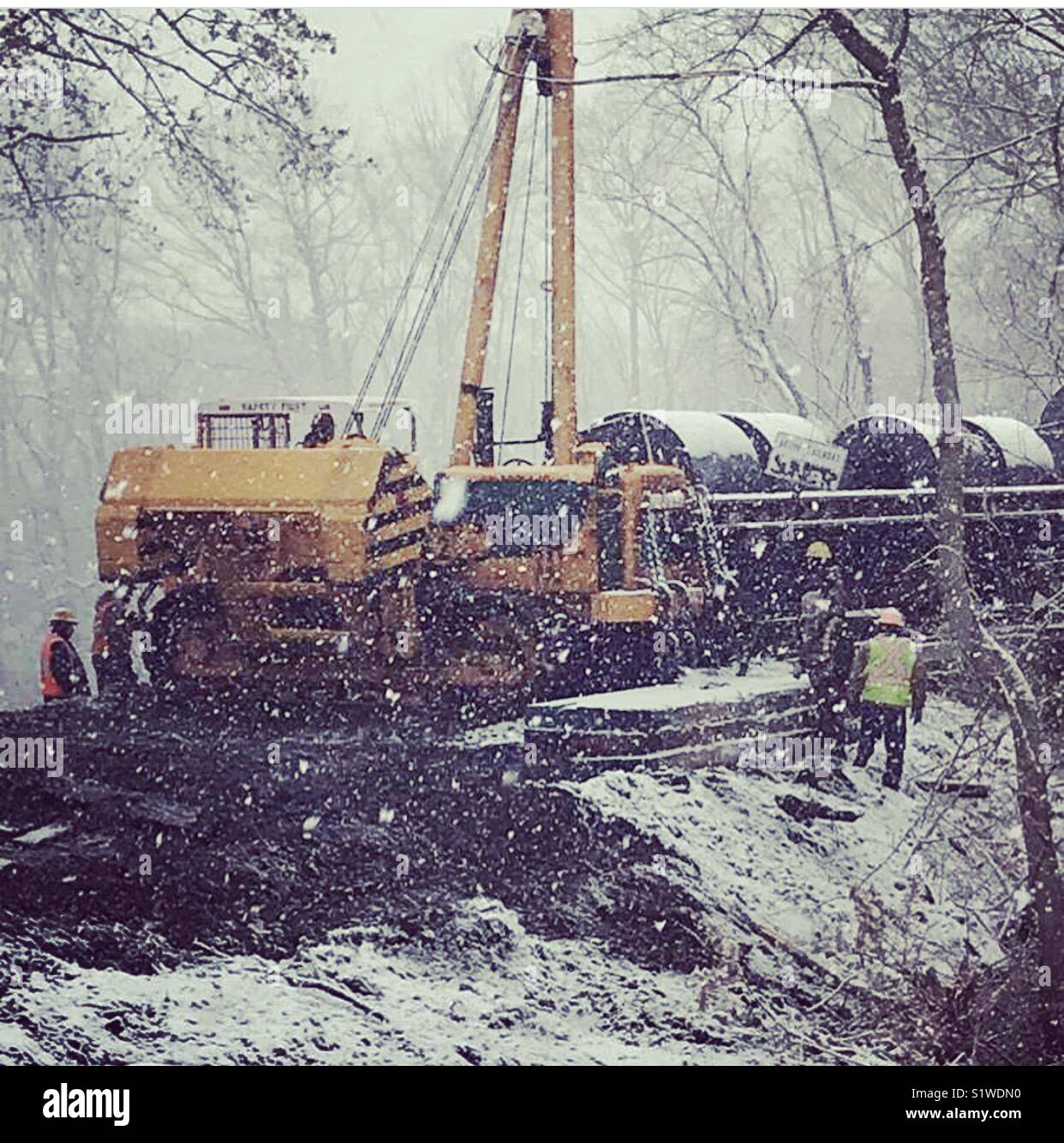 Train wrecking in the snow Stock Photo - Alamy