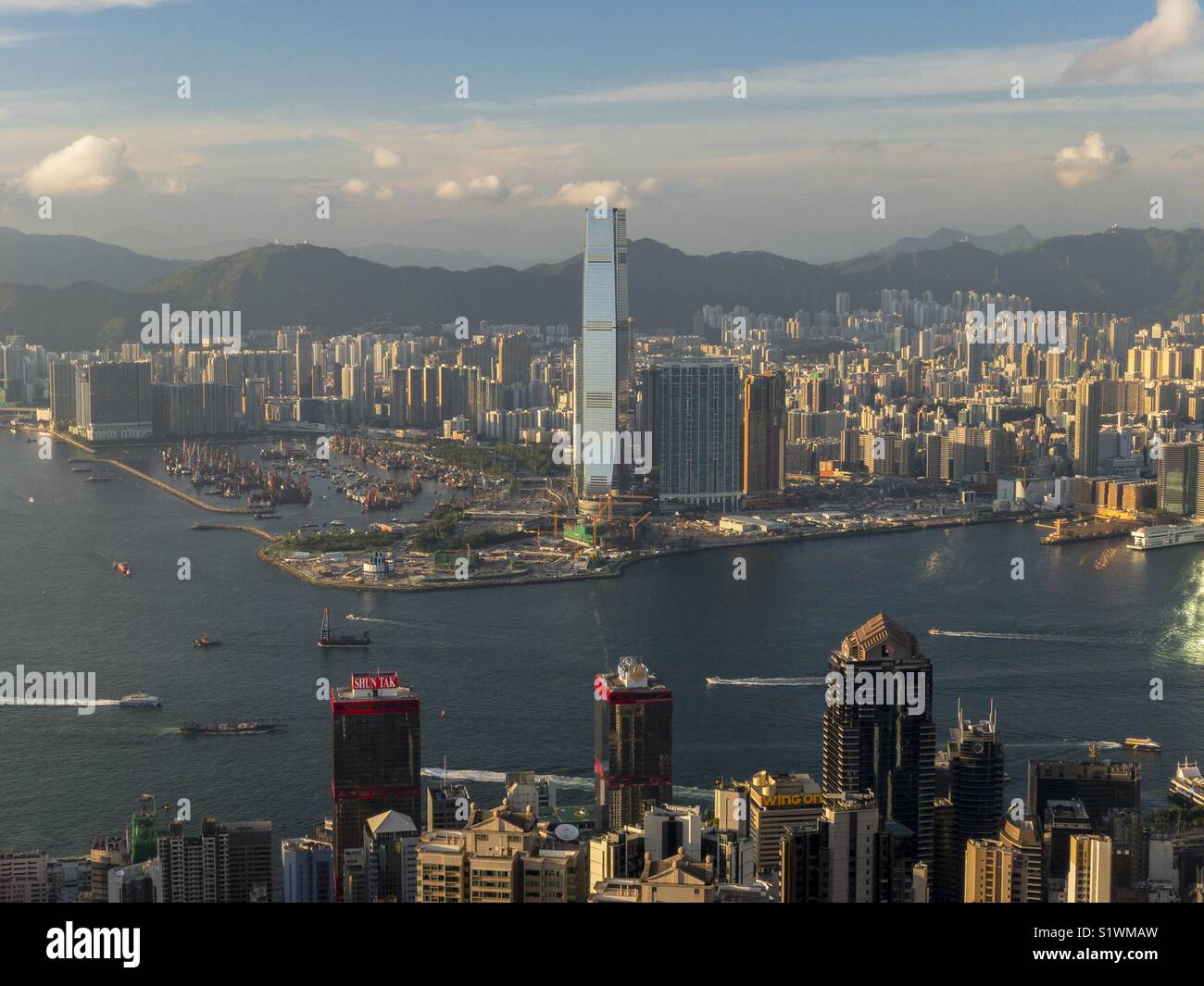 Hong Kong Victoria Harbour view from the Peak at day Stock Photo - Alamy