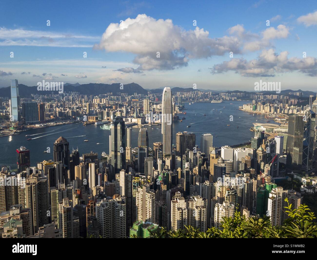 Hong Kong Victoria Harbour view from the Peak at day Stock Photo - Alamy