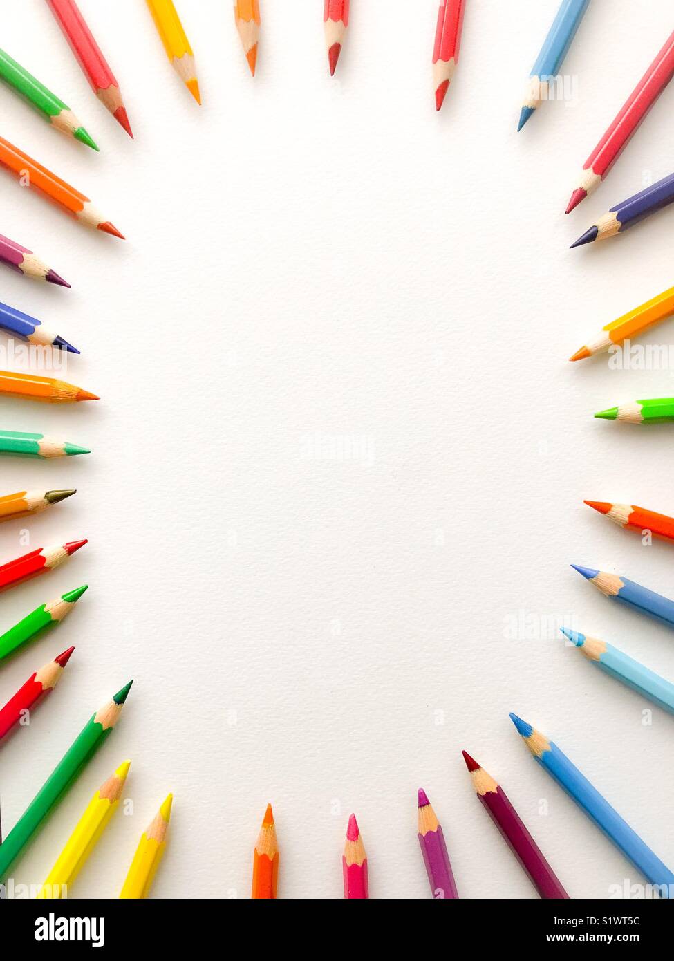 White paper background with crayons Stock Photo - Alamy