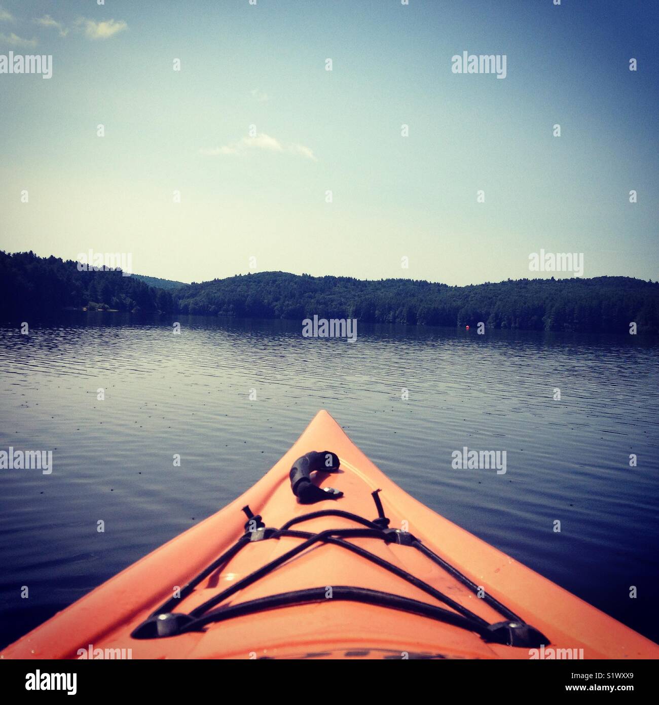 Kayaking on lake Stock Photo - Alamy