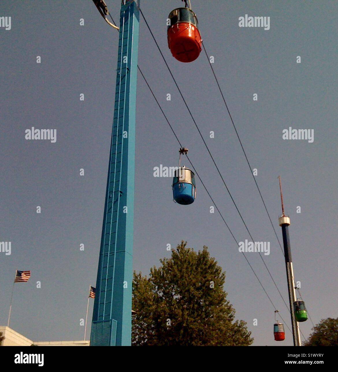 Gondolas at the Minnesota State Fair with the Space Tower, USA Stock Photo - Alamy