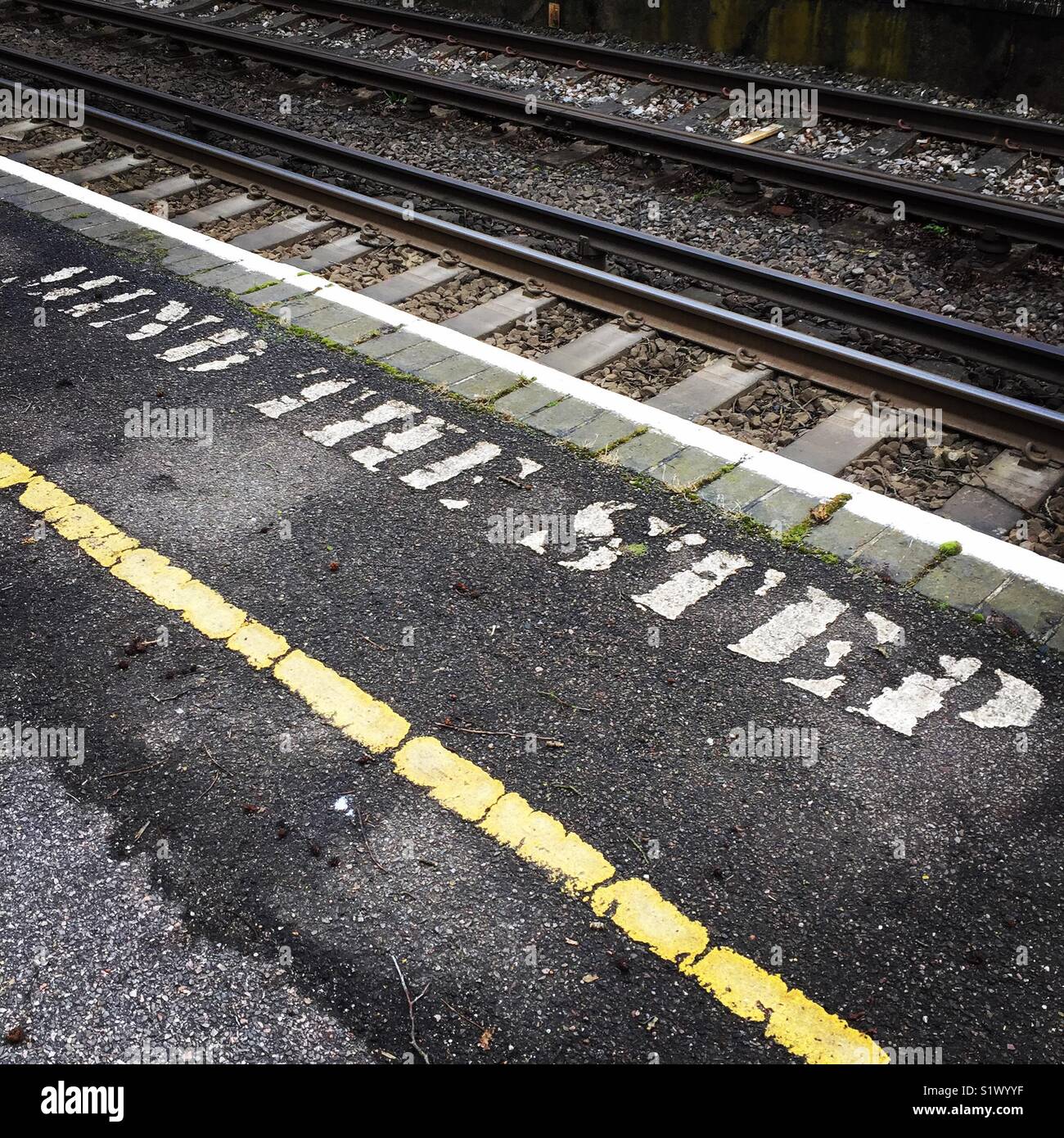 Train station warning sign hi-res stock photography and images - Alamy