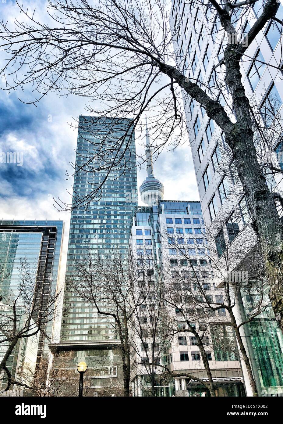 A glimpse of the CN Tower on a barren winter day Stock Photo - Alamy