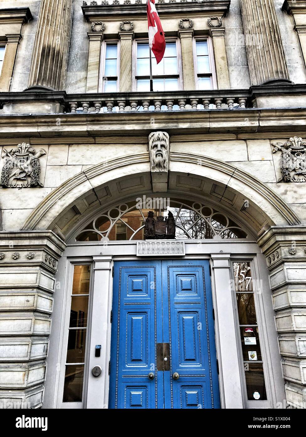A bright blue door of a historic building in Toronto Stock Photo - Alamy