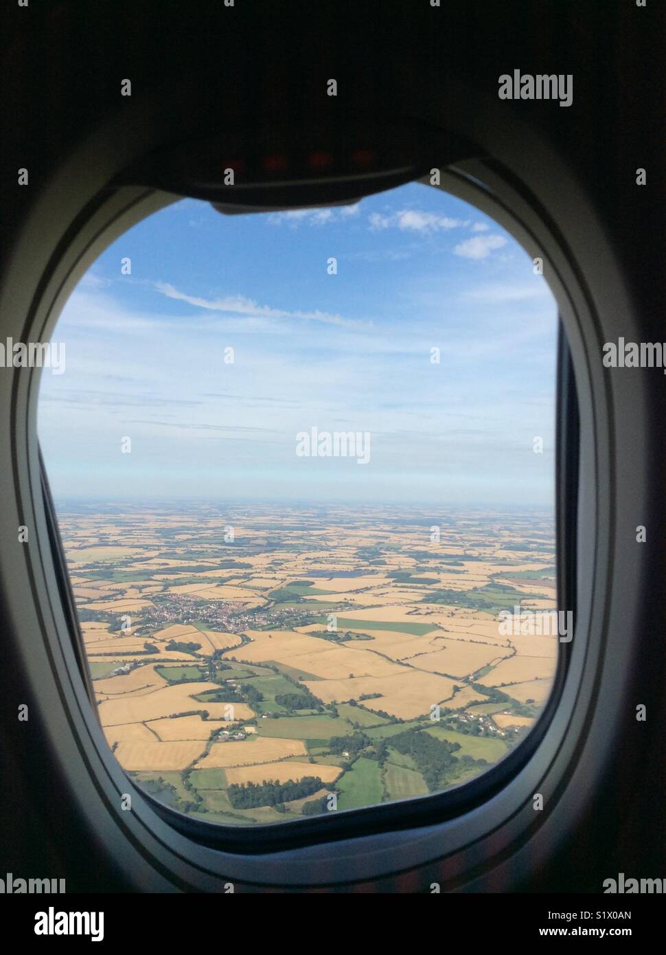 View from aeroplane window of British countryside Stock Photo - Alamy
