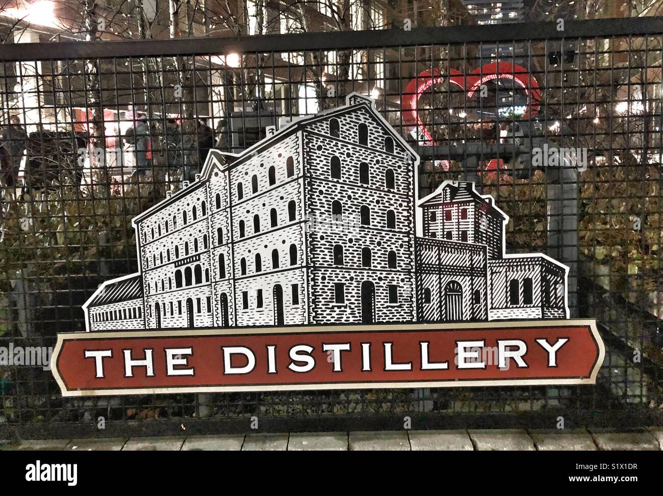 Sign indicating the historic Distillery District in Toronto Stock Photo ...