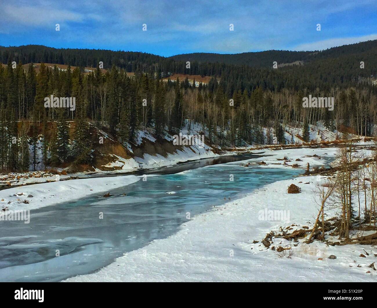 Elbow River In winter, Alberta, Canada Stock Photo - Alamy