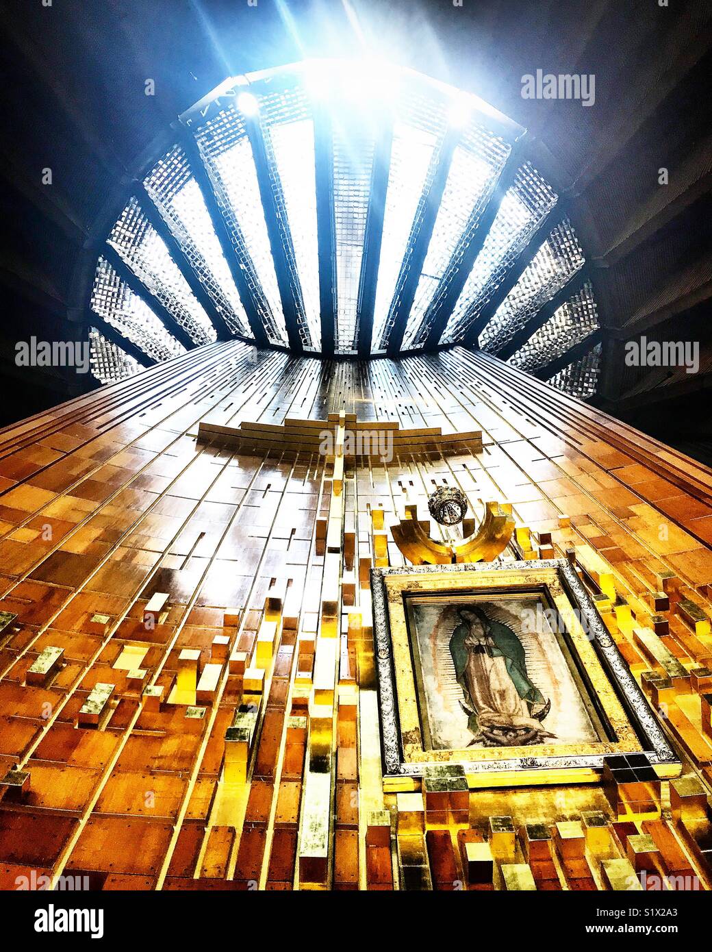 The original image of Our Lady of Guadalupe in the Basilica in Mexico ...