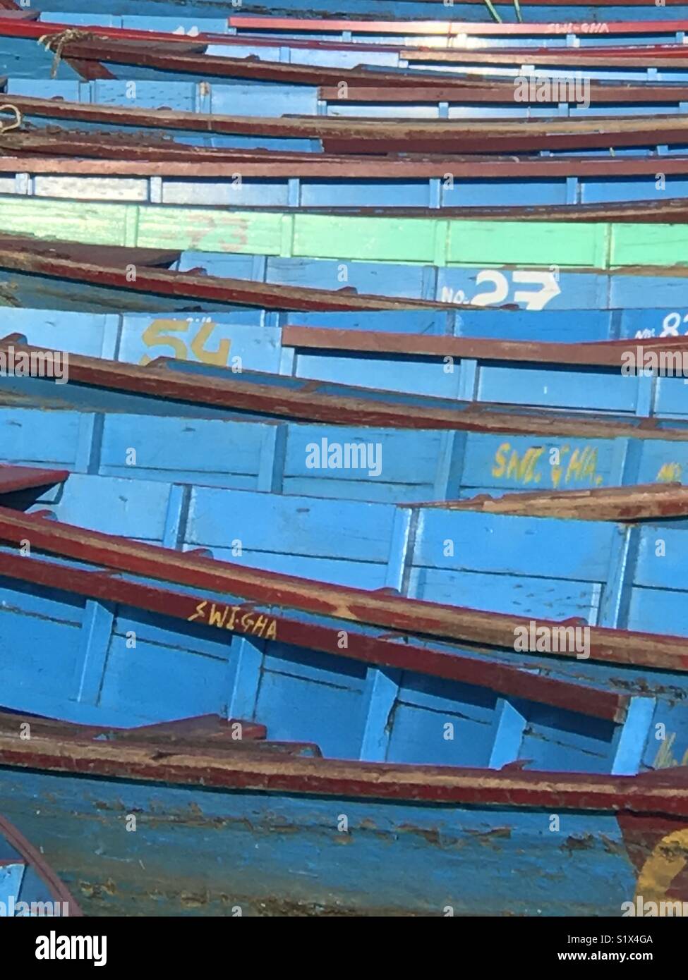 Blue and green boats hi-res stock photography and images - Alamy