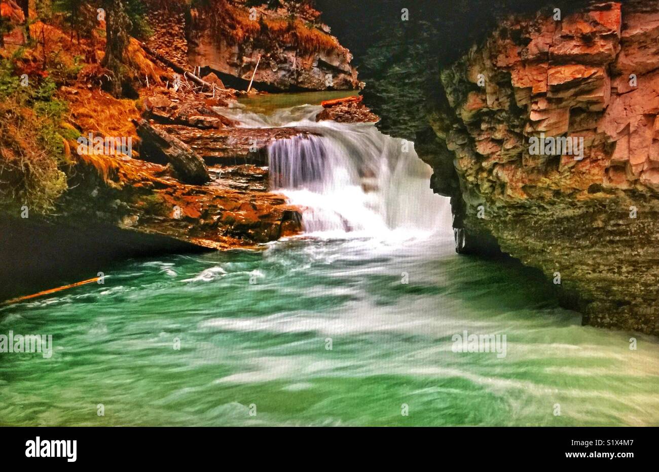 Waterfall in Banff National Park, Alberta,Canada Stock Photo - Alamy