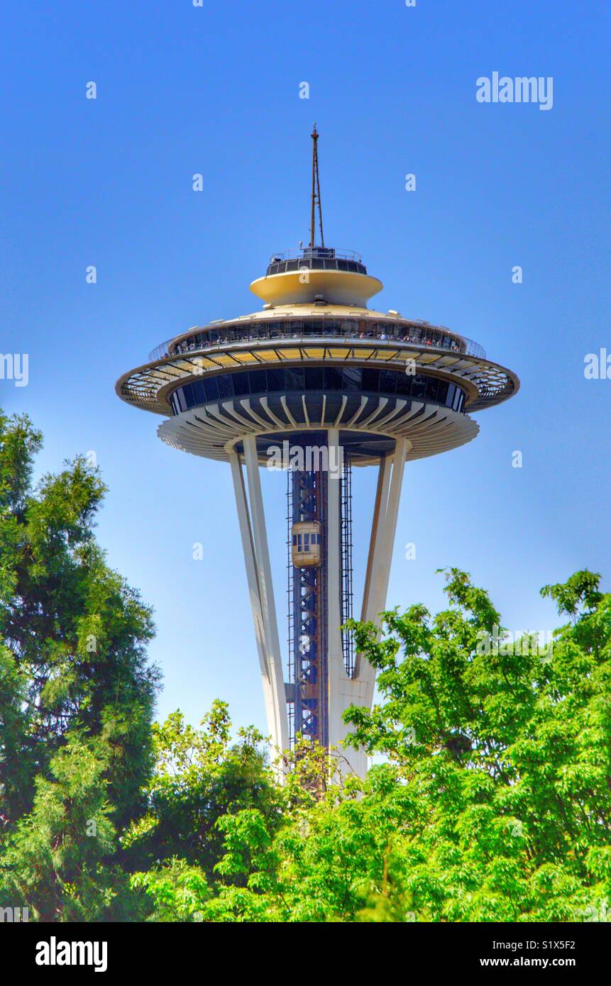 Top of the space needle landmark in Seattle Washington Stock Photo - Alamy