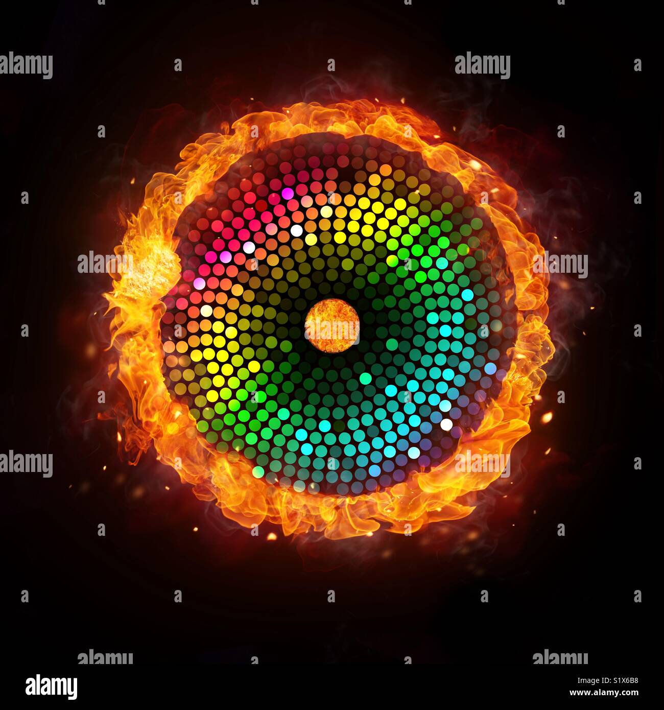 Entertaining background isolation with fire effect Stock Photo - Alamy