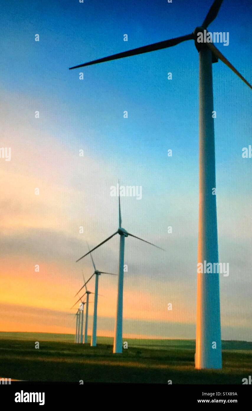 Wind farm ,Alberta, Canada, sunrise Stock Photo - Alamy