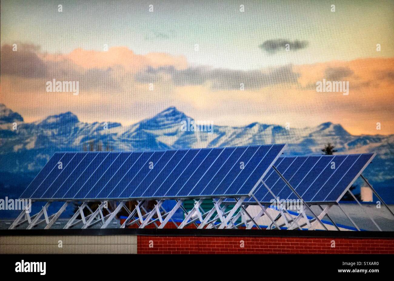 Solar panels on a school building Stock Photo - Alamy