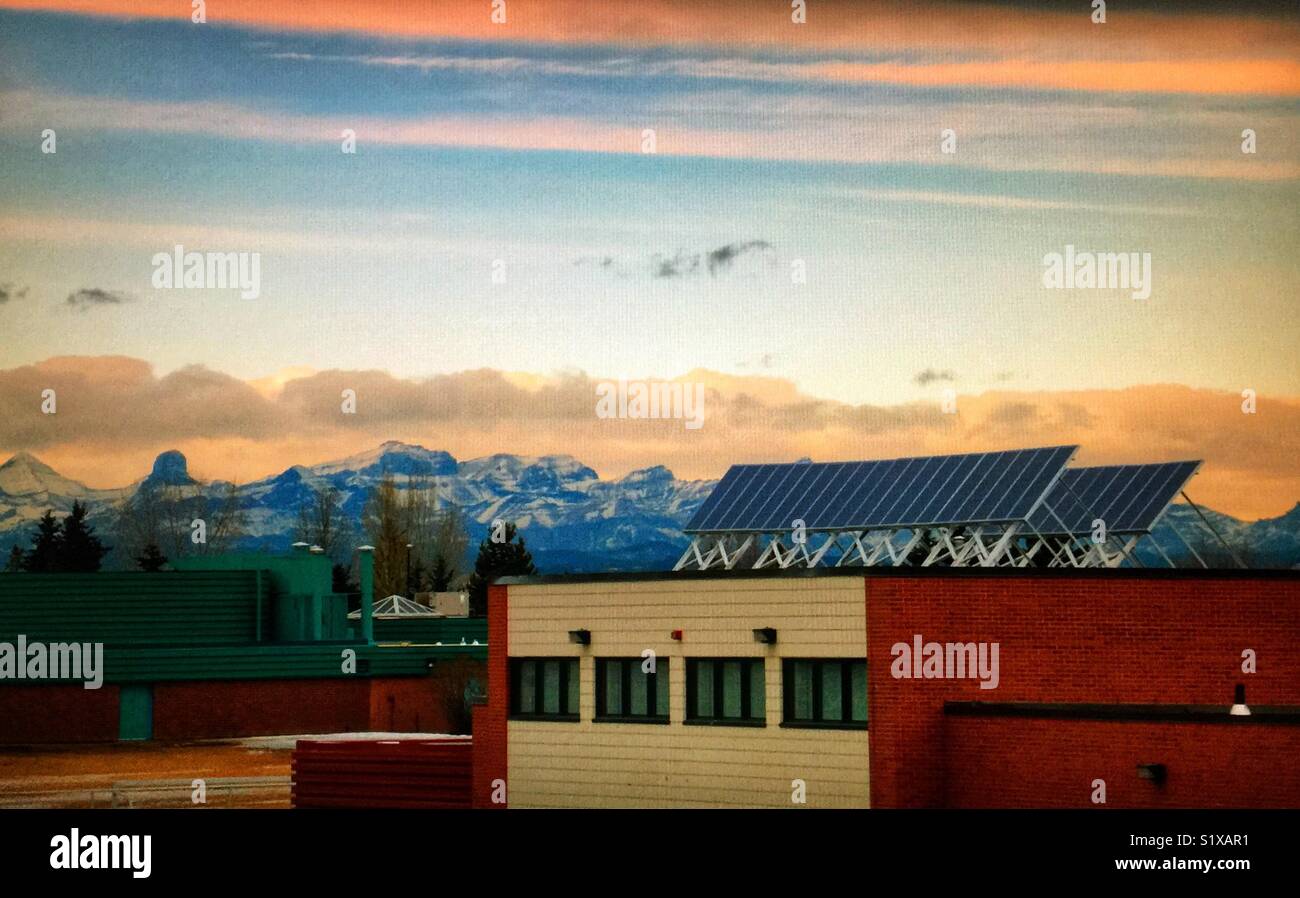 Solar panels on a school building Stock Photo - Alamy