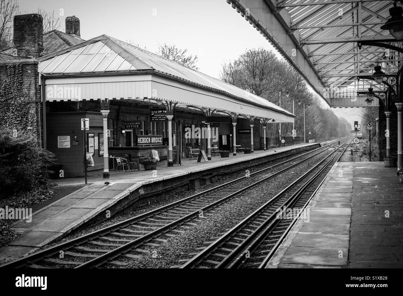Hebden bridge station Black and White Stock Photos & Images - Alamy