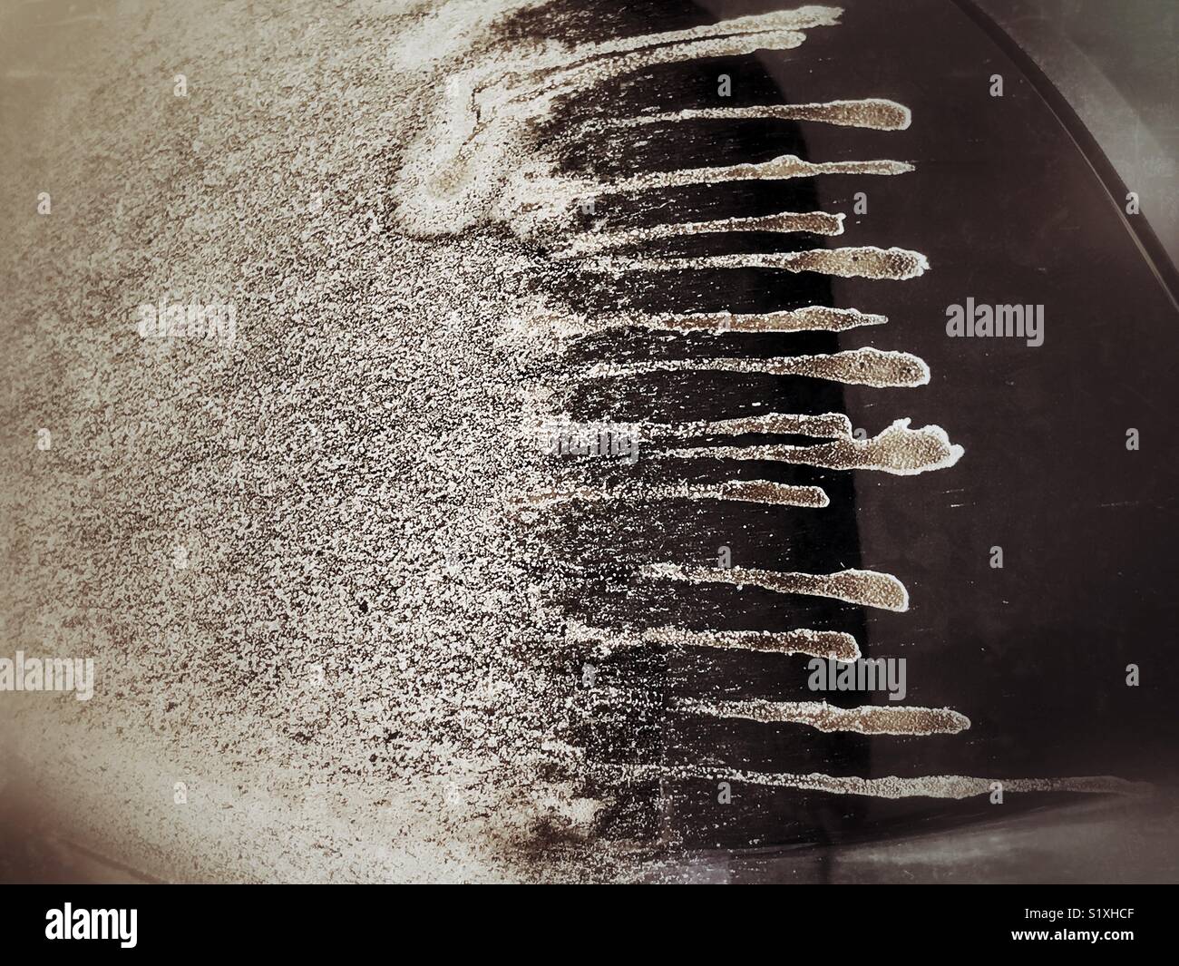 Road salt and sand streak a car’s mirror Stock Photo - Alamy