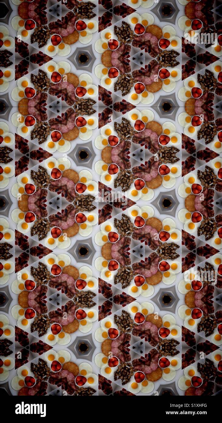 Kaleidoscope imagine of breakfast plate of eggs and bacon Stock Photo ...