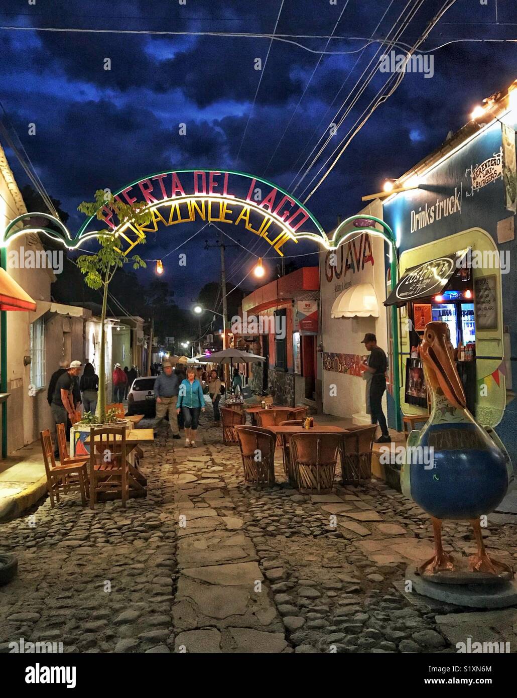 Pedestrian street at night hi-res stock photography and images - Alamy