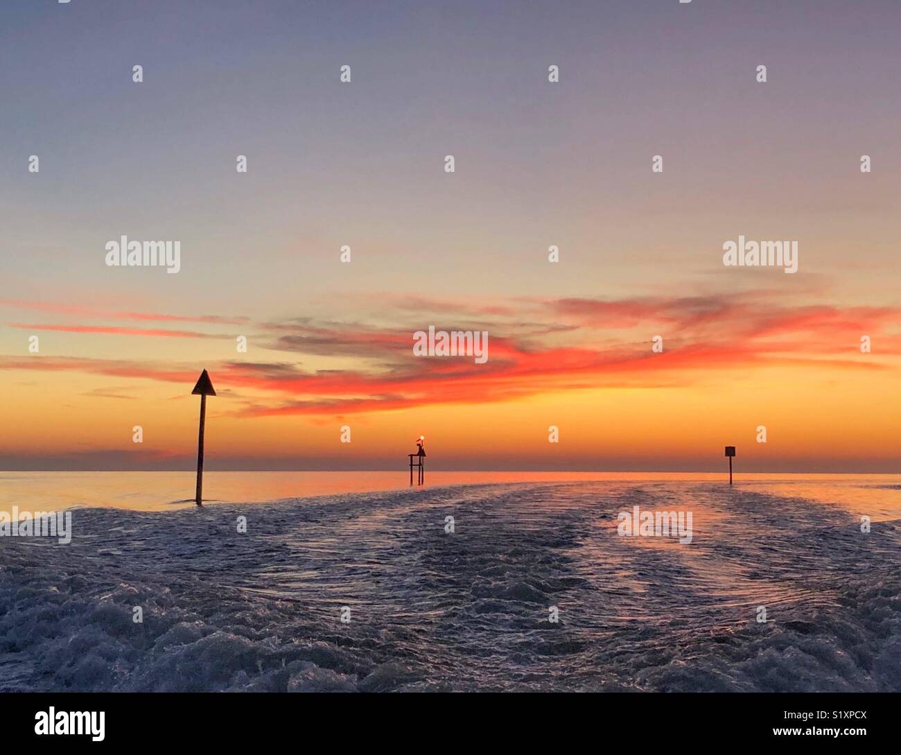 Boat wake sunset hi-res stock photography and images - Alamy