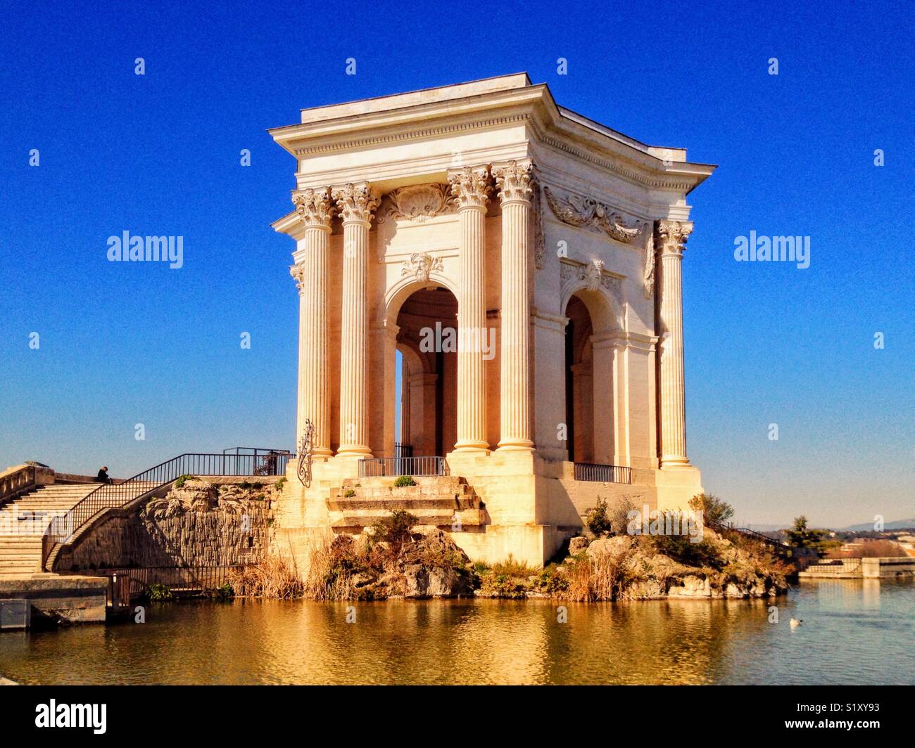 The Water Tower and his basin in the Garden of Peyrou, Montpellier ...