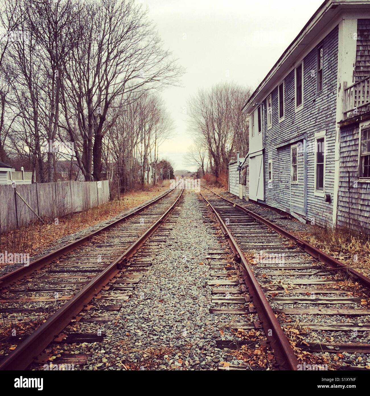 Railroad tracks in Sandwich, Cape Cod, Massachusetts Stock Photo - Alamy