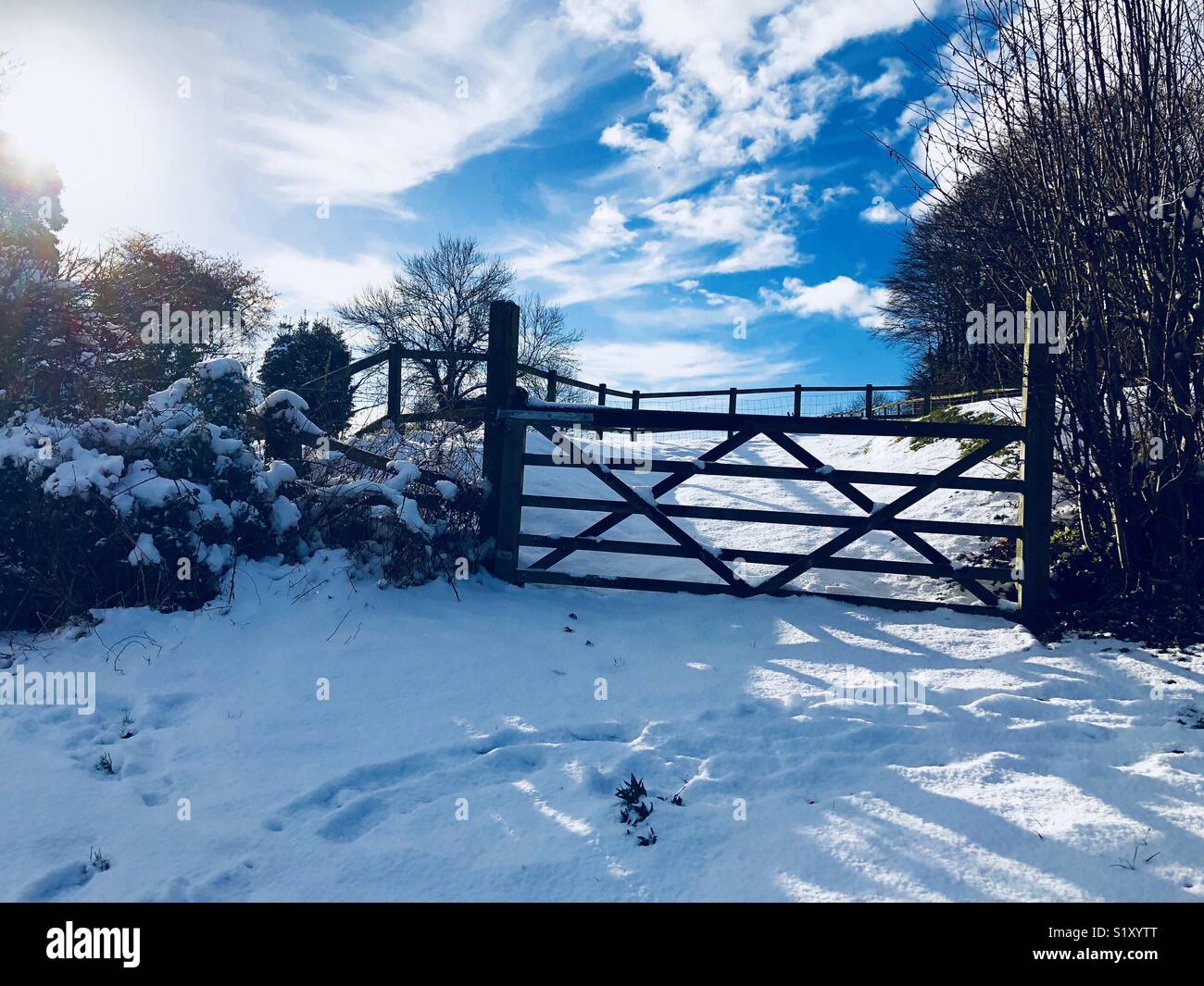 Winter scene with gate hi-res stock photography and images - Alamy