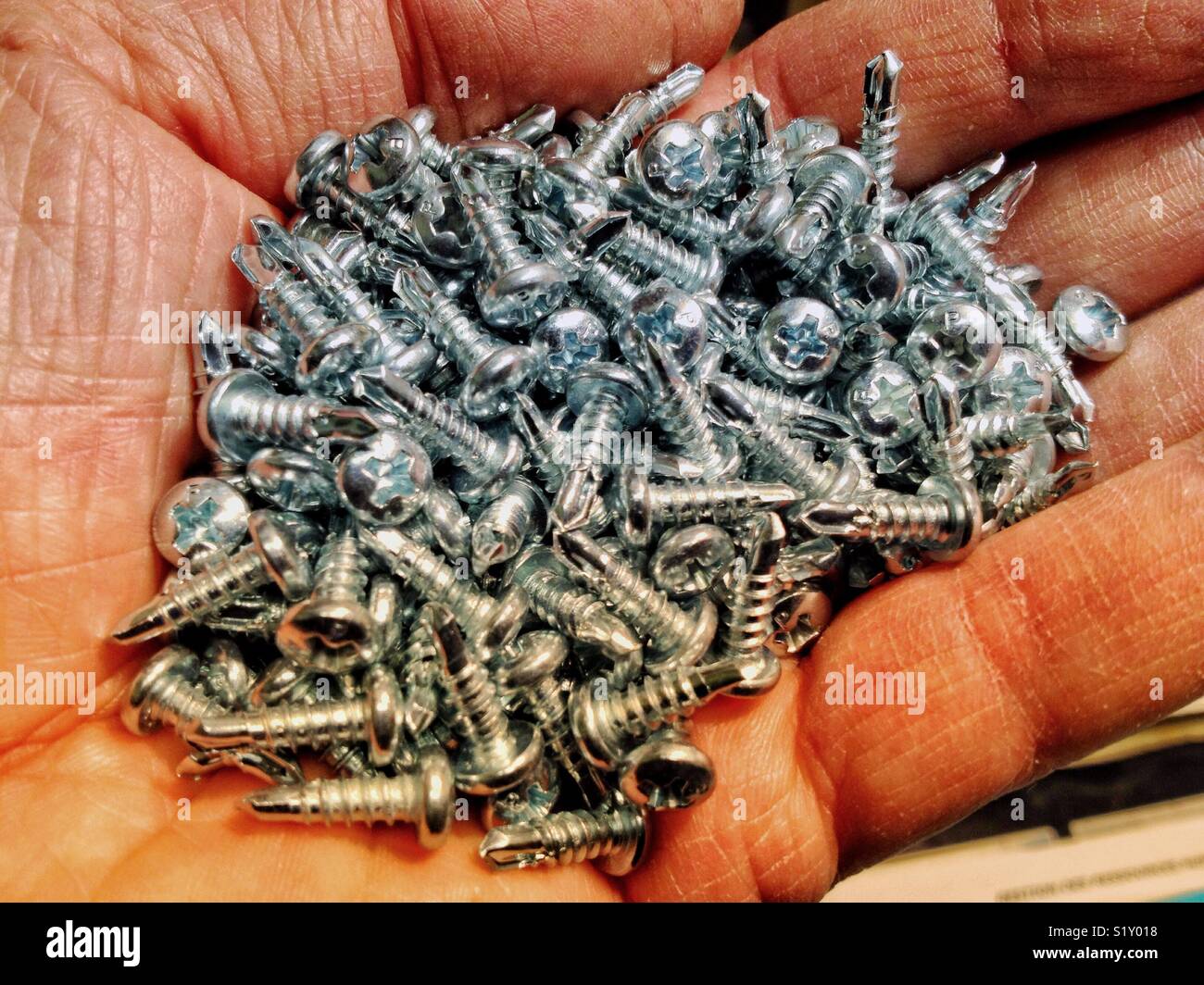 Screws in the hand Stock Photo - Alamy