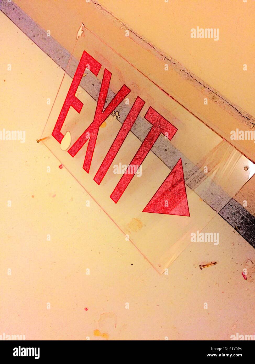 Exit sign propped against a wall, USA Stock Photo - Alamy