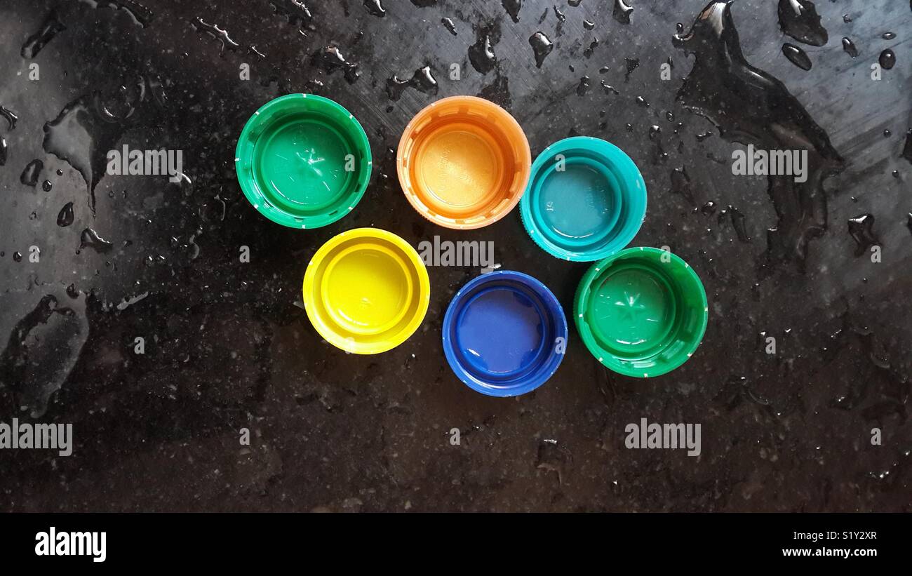 Colourful bottle caps Stock Photo - Alamy