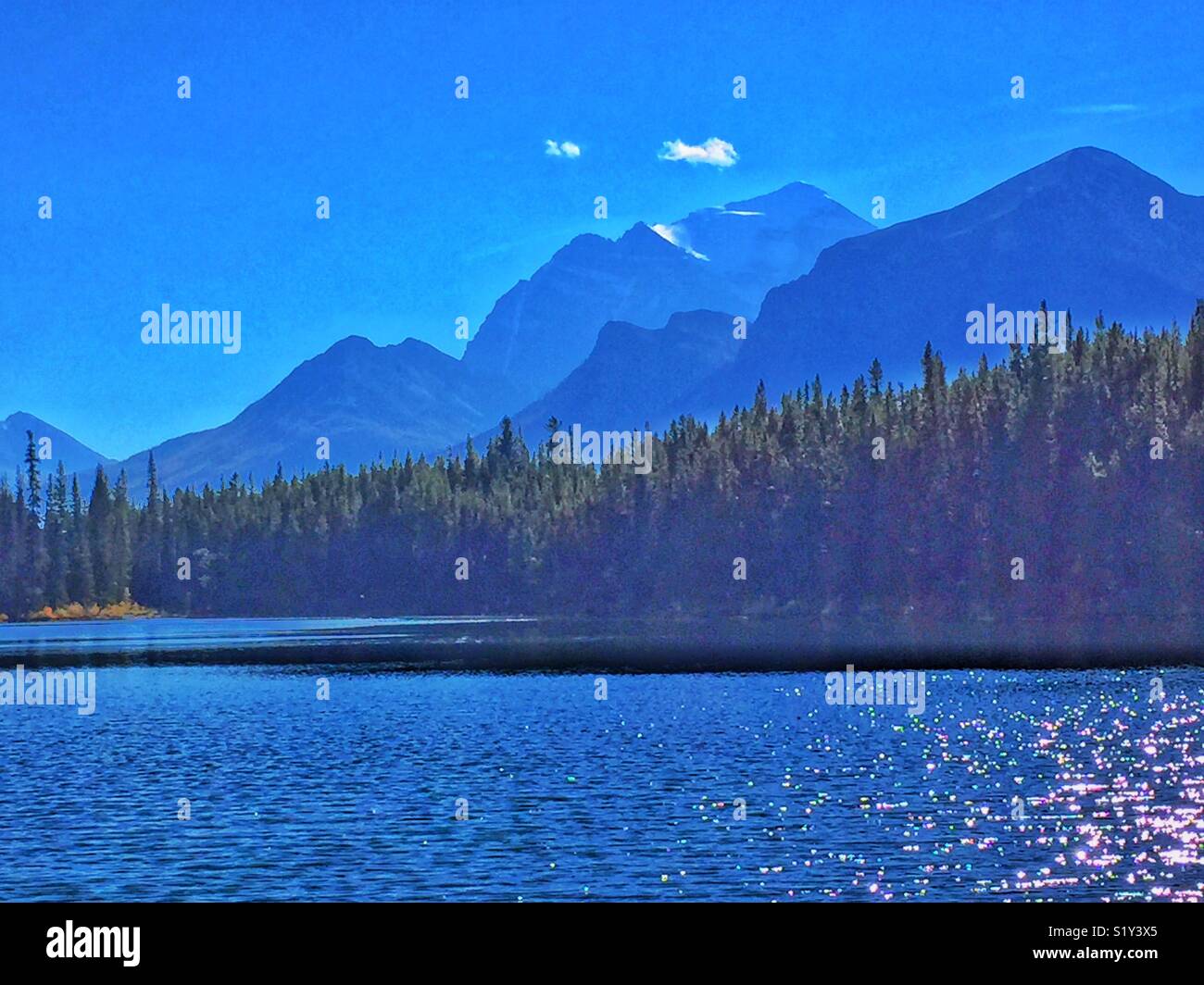 Layers of mountains and trees Stock Photo - Alamy