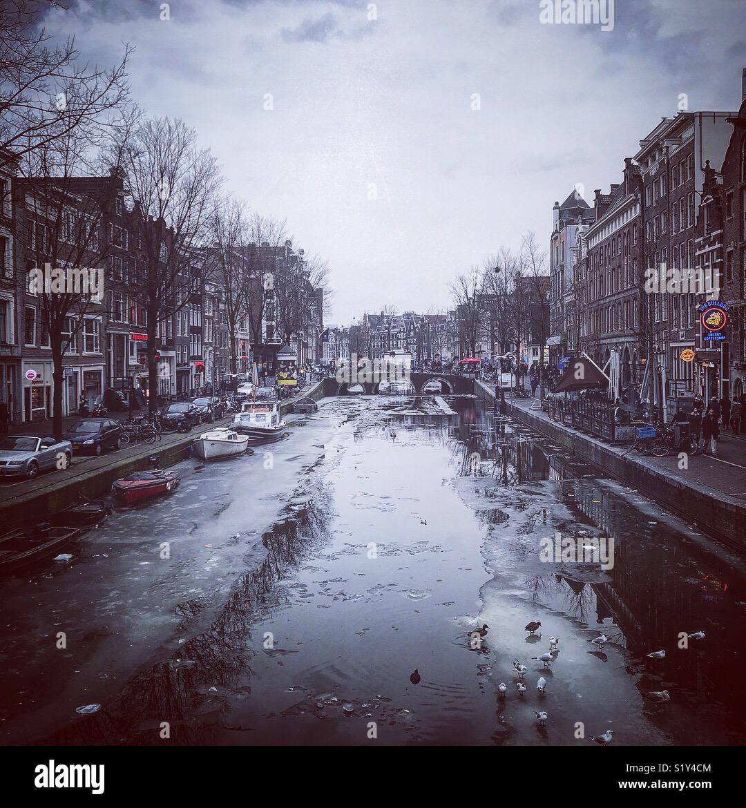 Frozen canal amsterdam hi-res stock photography and images - Alamy