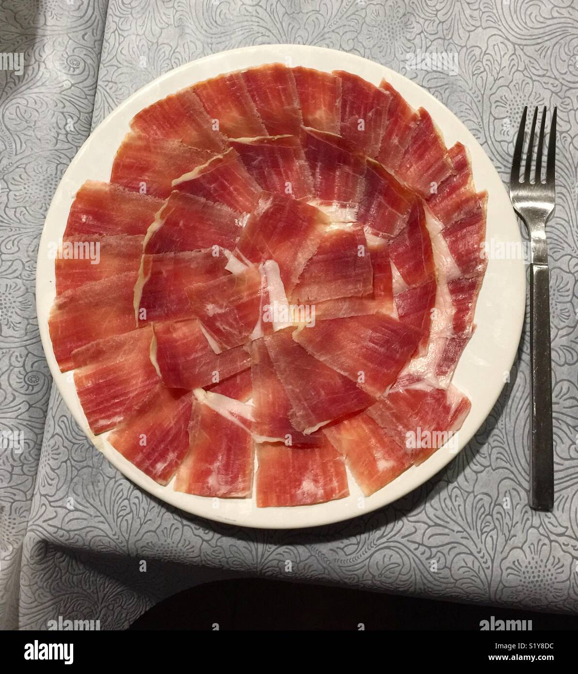 Plate of Jamon Iberico in Extremadura (Spain) local restaurant Stock ...