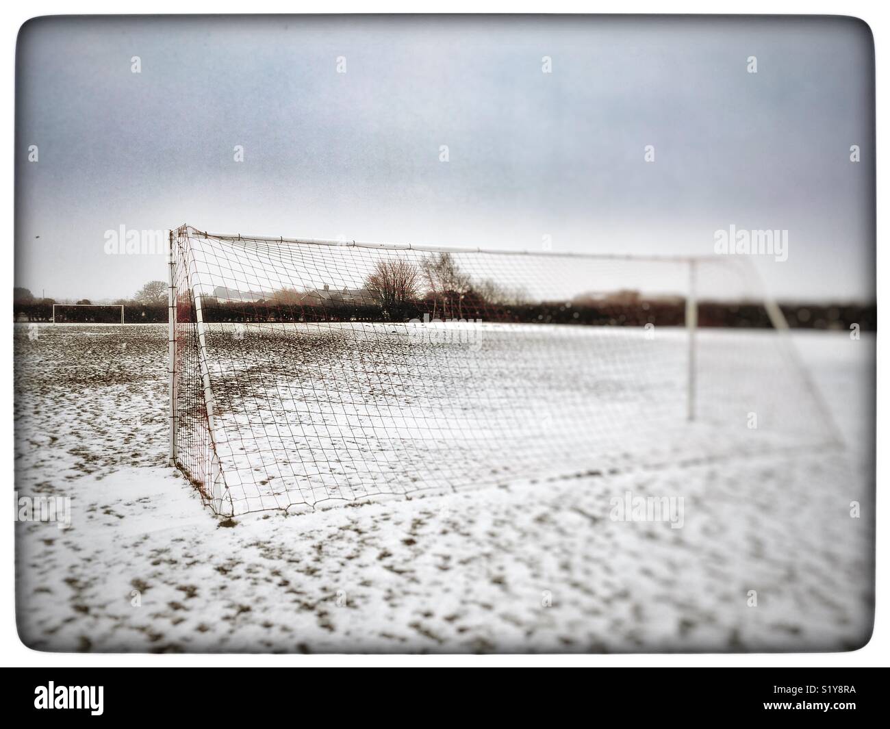 Snowy football pitch Stock Photo - Alamy